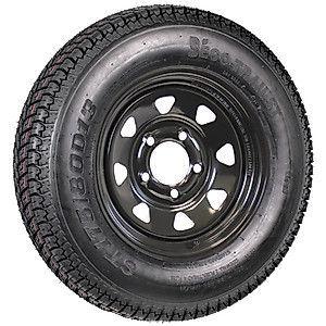 eCustomrim 2-Pack Trailer Tire On Rim Bias Ply ST175/80D13 175/80 Load Range C 5-4.5 Black Spoke Wheel - 2 Year Warranty w/Free Roadside
