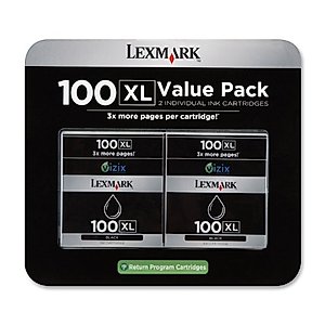 Lexmark 100XL Black High Yield Return Prog Ink Cartridge Twin Pack