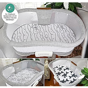 TansyPanda Bassinet Sheets for Halo Bassinest Swivel, Flex, Glide, Premiere and Luxe Series Sleeper, Pack of 3, 33 X 17 Inch, Ultra Soft, Snug Fit, Unisex Boys Girls, Gray White (Ocean Fish Theme)