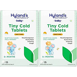 Hyland's Baby Tiny Cold Tablets, Natural Relief of Runny Nose, Congestion, and Occasional Sleeplessness Due to Colds, 125 Quick-Dissolving Tablets (Pack of 2)