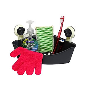 Dependable Industries inc. Essentials Triangle Corner Caddy Shelf For Bathroom Showers and Bath With 2 Vacuum Hanger Suction Cups For Ceramic Tile Glass Smooth Surfaces (Gray)