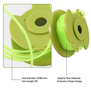 A ANLEOLIFE .080in Twisted Line Spool #AC80RL3 for RYOBI Cordless Auto-Feed String Trimmers 18v 24v and 40,11ft-Long (12 Spools & 2 Cap)