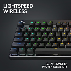 Logitech G PRO X TKL LIGHTSPEED Wireless Gaming Keyboard, Ultra-Portable Tenkeyless Design, LIGHTSYNC RGB, PBT keycaps, Linear Switches (GX Red) - Black