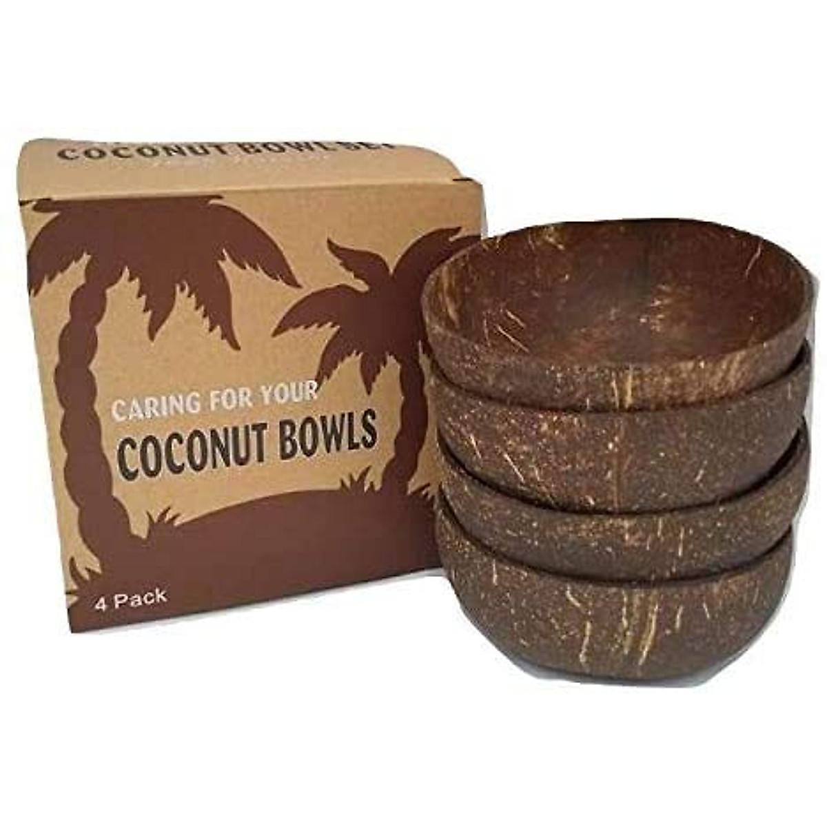 Karmic Seed Green Roots Organic Coconut Bowls-Hand Made From Coconut Shells and Polished with Organic Coconut Oil (4 bowls)