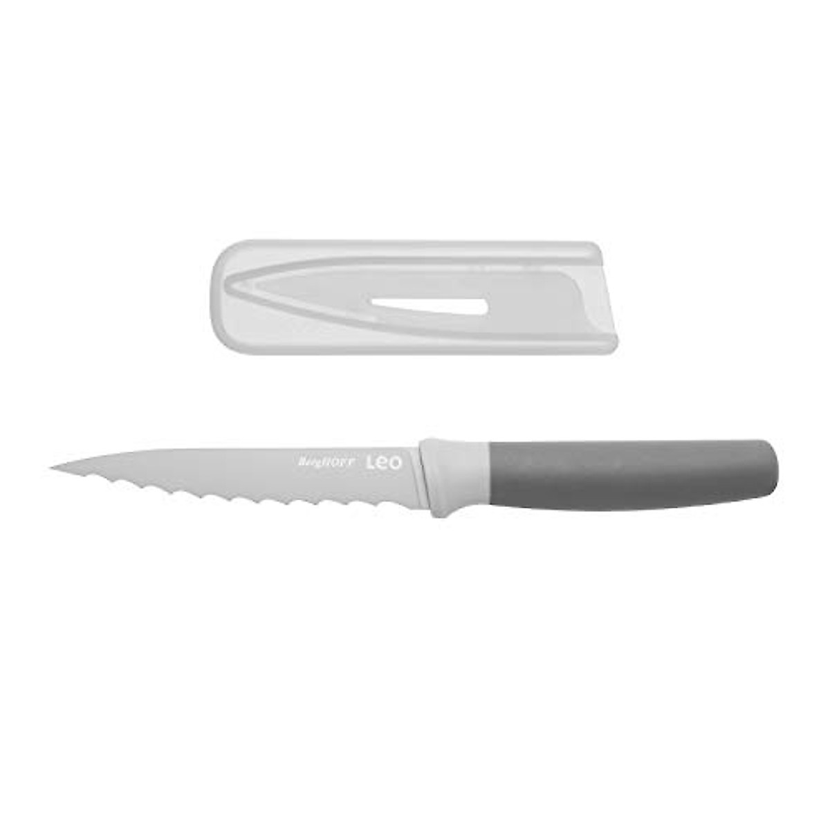 BergHOFF Leo Ceramic Coated Non-Stick Serrated Utility Knife, 11.5cm, Stainless Steel, Grey, 3.5 x 24 x 2 cm