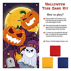 BESPORTBLE Halloween Pumpkin Bean Bag Toss Game Festive Portable Toss Game Banner with Bean Bags Party Favors for Halloween Kids Party