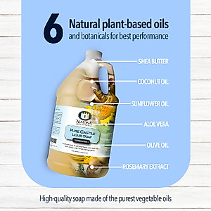 La Almona - Pure Castile Liquid Soap, UNSCENTED, 1 Gallon - Multipurpose: Hands, Face, Body, Laundry, Dishes & More - For Sensitive Skin, All-Natural Ingredients, Fragrance Free