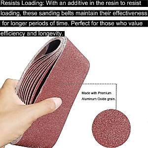 M-jump 18 PCS 3 x 18 inch Aluminum Oxide Sanding Belt Kit-Include 3 Each of 60 80 120 150 240 400 Grits-Premium Sandpaper Sander Belt for Portable Belt Sander
