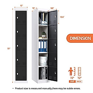 SUXXAN Kids Steel Storage Locker 5 Lockable Doors Steel Locker, Metal Office Locker Storage Cabinet，Kids Toy Safe Storage for Home and School (5 Door)