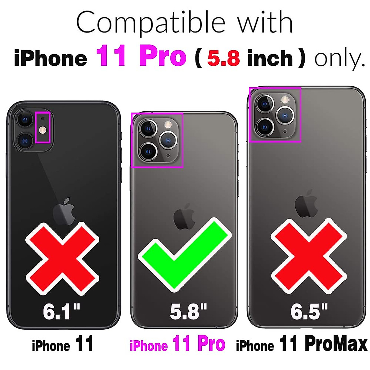 Furiet Wallet Case for iPhone 11 Pro 5.8 with Wrist Shoulder Strap Card Holder Ring StFlip PU Leather 6+ Slots Zipper RFID Blocking Phone Cover for iPhone11pro iPhone11 i XI 11s 11pro Wine Red