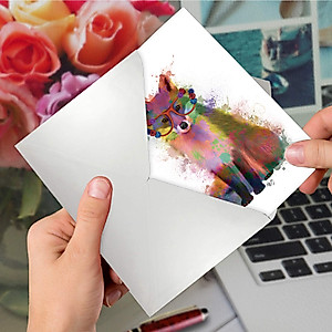 The Best Card Company - 1 Happy Birthday Card with Envelope - Adorable Colorful Animals, Fun Kids Notecard - Funky Rainbow Wildlife Fox C4948ABDG