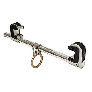 FallTech 7531 Trailing Beam Clamp - Single Ratcheting, Machined Aluminum Bar, Steel Jaws with Slider Pads fits 4" to 12" Flange Width, Natural