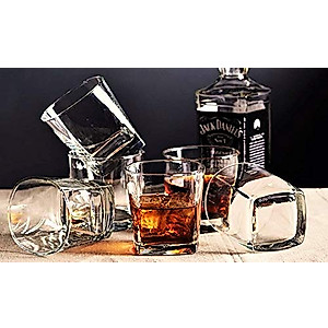 First to act tactical Crystal Whiskey Glasses Set of 6 Large Lead-Free Crystal Glass Tasting Cups Scotch Glasses Tumblers for Drinking Irish Whisky Bourbon Tequila (Square Tumbler, 6 * 9.1oz)