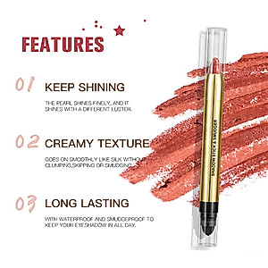 Go Ho White Highlighter Eyeshadow Stick,Cream-to-powder Dual-ended Eyeshadow Pen Eye Shadow Stick,Eye Brightener Highlighter Makeup,Eye Crayon Make up with Sponge Pointed,01