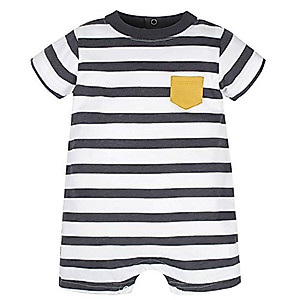 Gerber Baby Boys' 2-Pack Rompers, Grey Tiger, 3-6 Months