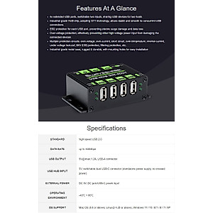 waveshare Industrial Grade USB HUB Extending 4X USB 2.0 Ports Switchable Dual Hosts Sharing USB Devices for Two Hosts Without Power Supply