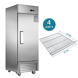 JINSONG 27" Commercial Freezer with Single Solid Door, 23 cu.ft Stainless Steel Reach-in Freezer for Restaurant, Bar, Shop, Residential