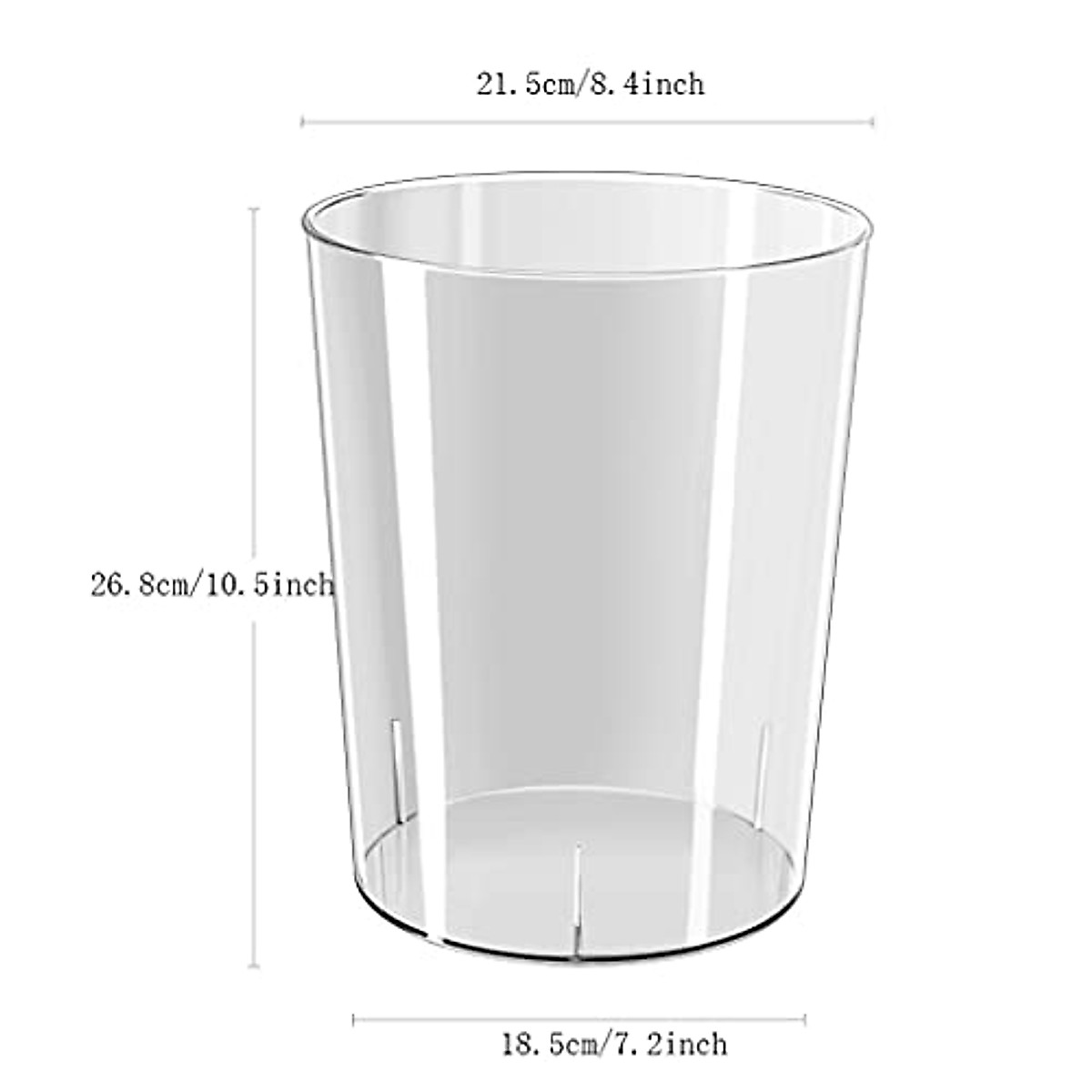 Trash can Thick Trash Can PET Waste Basket Wear-Resistant Garbage Can for Bathroom, Bedroom, Home Office, Dorm 21.5x18.5x26.8 cm Rubbish Recycle Bins (Color : Clear)