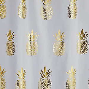 SKL Home by Saturday Knight Ltd. Gilded Pineapple Shower Curtain, White 72.00" x 70.00"