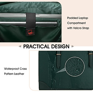 IGOLUMON Laptop Bag for Women 15.6 Inch Laptop Tote Bag Large Work Bag Waterproof Leather Office Briefcase Business Computer Bag Shoulder Handbag Dark Green