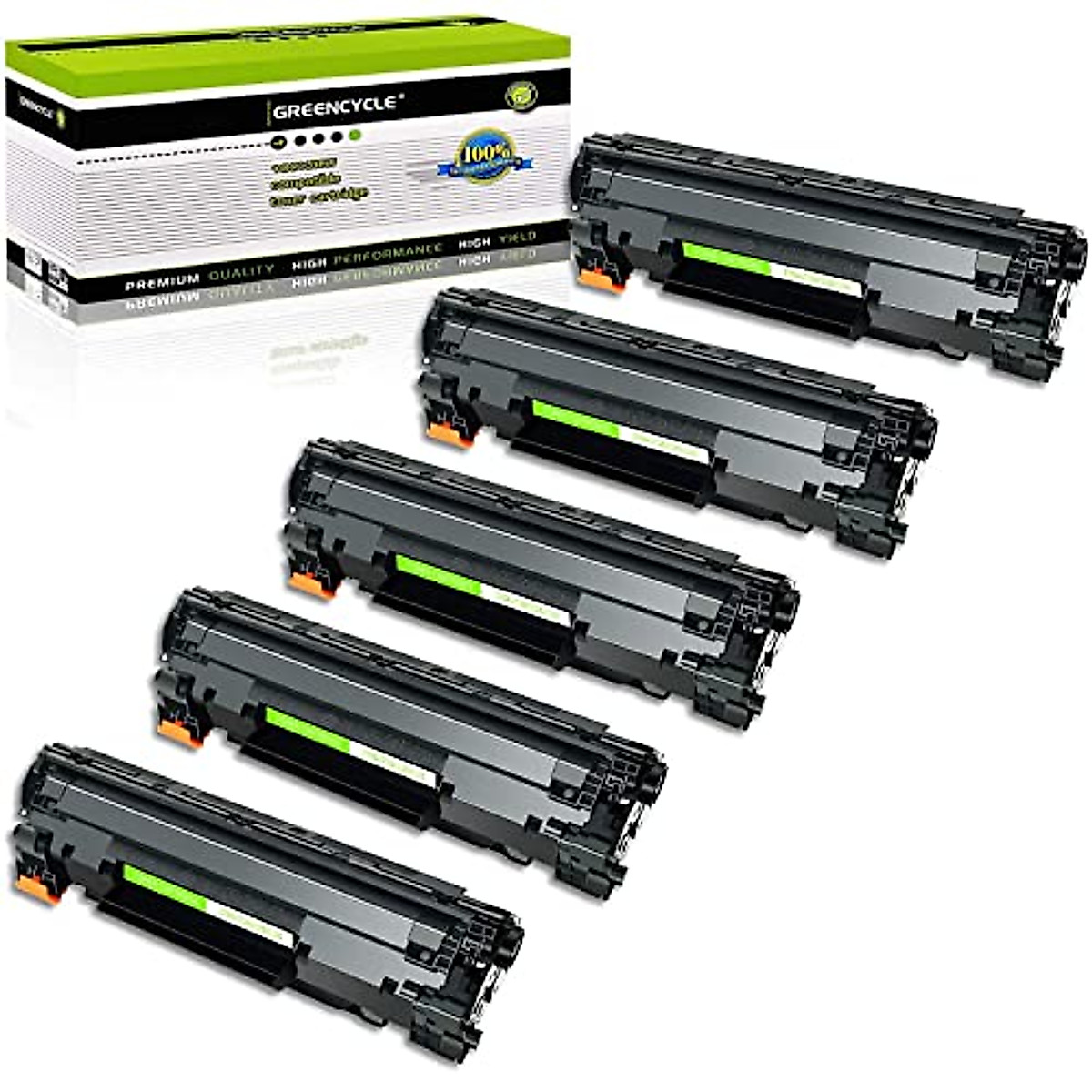 greencycle 5 Pack Compatible Toner Cartridge Replacement for Canon 126 Black CRG126 3483B001 for ImageClass LBP6200d LBP6230dw LBP6230dn Wireless Laser Printer