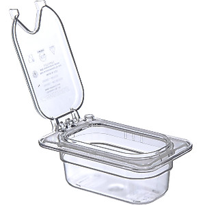 Carlisle FoodService Products Storplus Ez Access 1/9 Size Hinged Universal Food Pan Lid with Notch for Catering, Buffets, Restaurants, Polycarbonate, Clear, (Pack of 6)