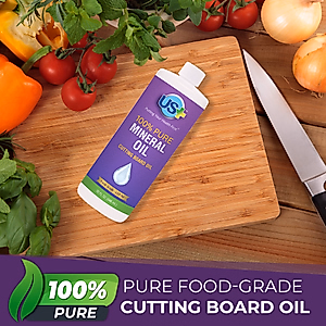 US+ 32oz 100% Pure Mineral Oil - Cutting Board Oil - Food-Grade - USP - Restores & Protects Cutting Boards, Butcher Blocks, Countertops, Steel Surfaces & More