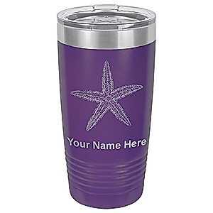 LaserGram 20oz Vacuum Insulated Tumbler Mug, Starfish, Personalized Engraving Included (Dark Purple)