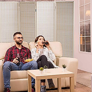 Room Divider Privacy Screen Folding 4 Panel 72 Inches High Portable Room Seperating Divider, Handwork Bamboo Mesh Woven Design Room Divider Wall, Room Partitions and Dividers Freestanding, Natural