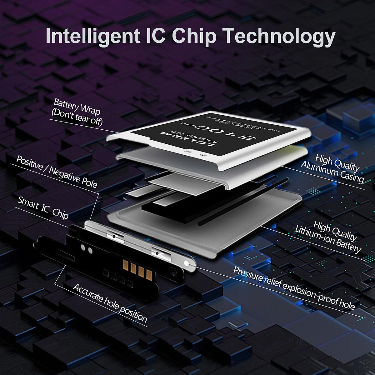 LCLEBM Galaxy S5 Battery S5 Battery Lithium Polymer Replacement Battery for Samsung Galaxy S5 G900A G900P G900V G900T G900F G900H G900R4 I9600 Galaxy S5 Battery Replacement