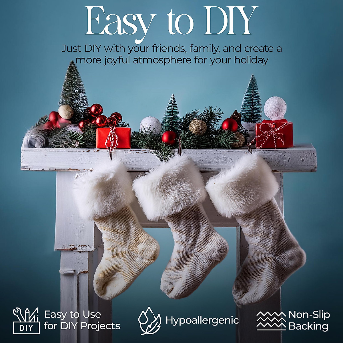 FabricLA Fur | Faux Fur Fabric | White Fur Ribbon Trim Fabric - 3" Wide x 36" Long (3 FT) Fake Fur Fabric - Soft Christmas White Faux Fur for Crafting, Sewing, and Decorating, Fur Trim Fuzzy Fabric