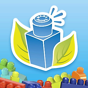 MEGA Bloks Fisher-Price Toddler Blocks Toys Set, Build ‘n Play Bag with 60 Plant-Based Pieces and Storage, Blue, Ages 1+ Years