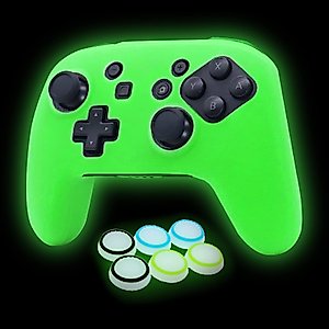 HLRAO Controller Skins Silicone Grip Glow in The Dark Protective Case for Nintendo Switch Pro Controller + 6 Grips Accessories Glow in The Dark.