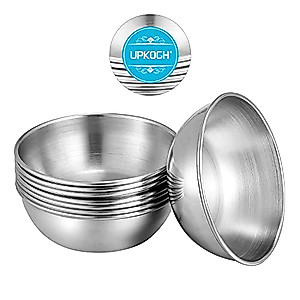 UPKOCH 8pcs Stainless Steel Sauce Dishes Dipping Bowls Round Seasoning Dish Saucer Appetizer Plates for Restaurant Home (Silver)