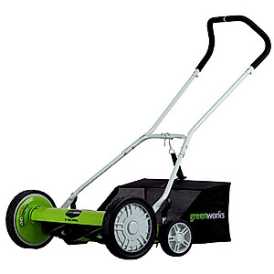 Greenworks 25072 20-Inch 5-Blade Push Reel Lawn Mower with Grass Catcher
