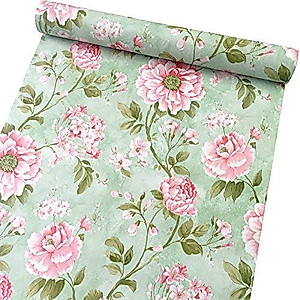 Yifely Vintage Flower Drawer Shelving Paper Self-Adhesive Shelf Liner Makeup Jewelry Cabinet Decor 17.7 Inch by 9.8 Feet