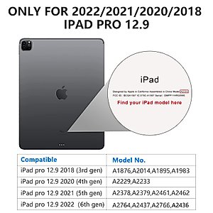 SPARIN 2 Pack Screen Protector Compatible with iPad Pro 12.9 inch 2022/2021/2020/2018 Released (6th/5th/4th/3rd) without Home Button, Tempered Glass Screen Protector Work with Face ID