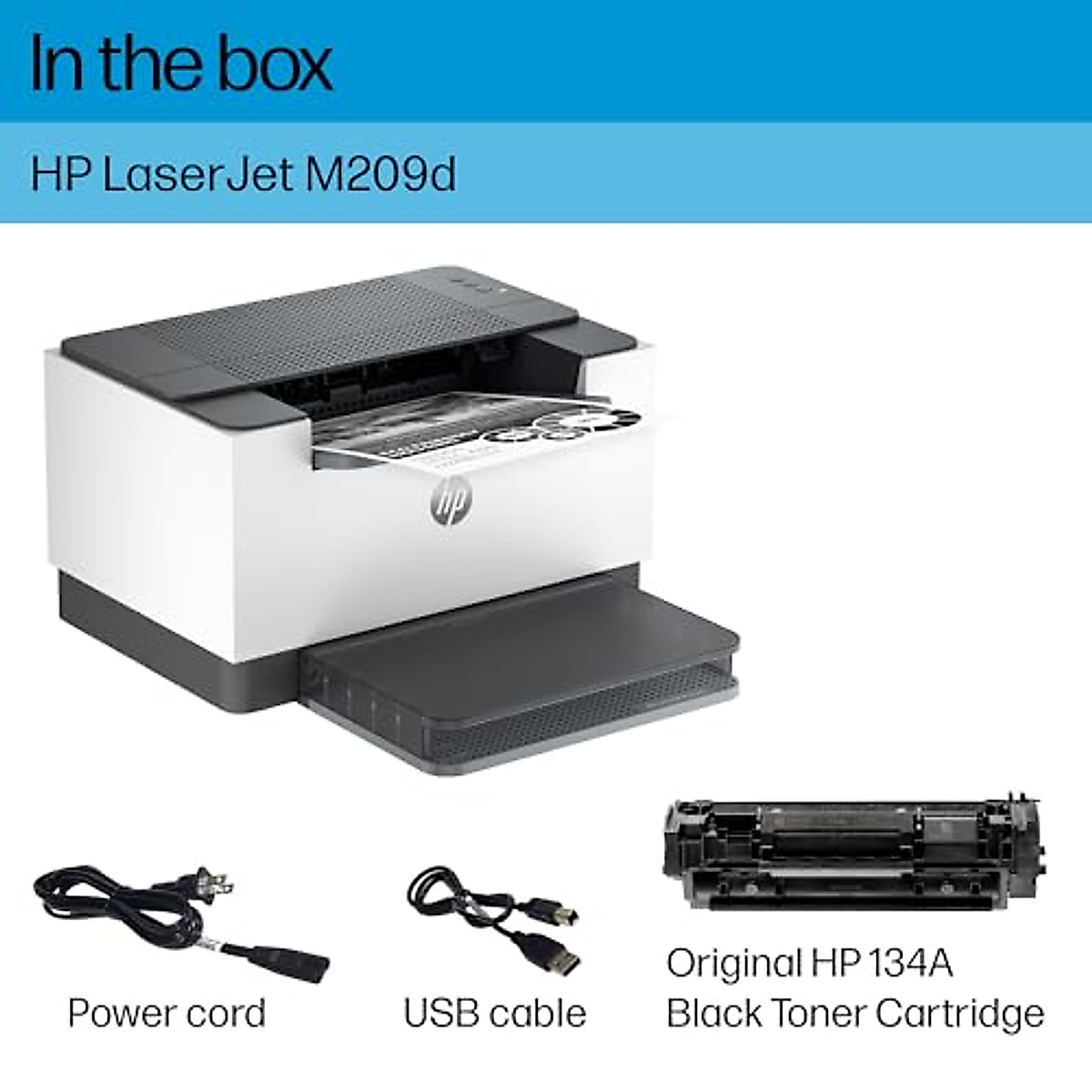 HP LaserJet M209d Laser Printer, Black and White, Automatic Duplex, USB Connection Only (Cable Included), Ideal in Home Office (8J9L0F)