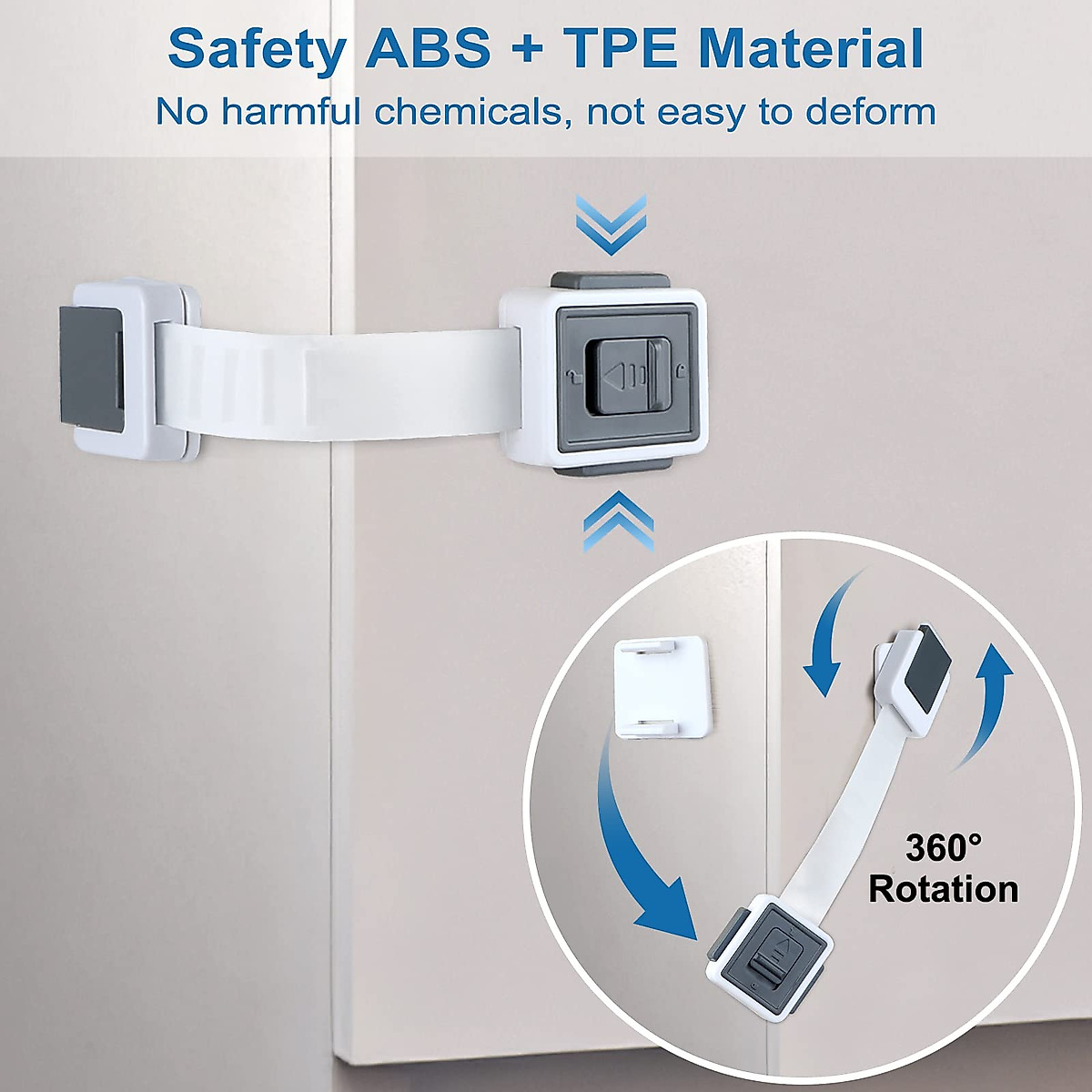 Cabinet Locks for Babies Aosite 6 Pack Child Safety Cabinet Locks Childproof Drawer Latches Baby Proof Straps Locks Adjustable Refrigerator Lock Door Lock for Furniture, Kitchen, Toilet, No Drilling