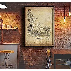 Idaho Map Print Idaho Map USA Map Art Idaho City Road Map Poster Vintage Gift Map