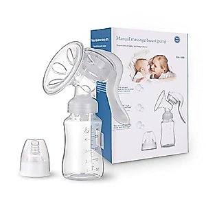 Elfzone Manual Breast Pump, Adjustable Suction Silicone Hand Pump Breastfeeding, Small Portable Manual Breast Milk Catcher Baby Feeding Pumps & Accessories, White, Mothers Day Gifts