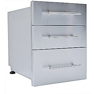 SUNSTONE DE-TD23 Designer Series Raised Style Height Triple Drawer, 18" x 23", Stainless Steel
