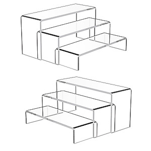 Goabroa Acrylic Display Risers, Clear Rectangle Stands Shelf for Display 6pcs