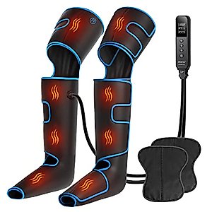 CINCOM Leg Massager with Heat, Air Compression Leg Massager for Circulation, Full Leg Massager with 3 Heats 3 Modes 3 Intensities Sequential Compression Device for Pain Relief