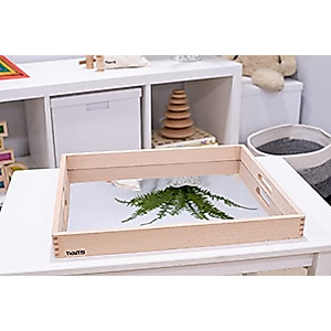 TickiT Wooden Mirror Tray - Explore Reflection, Symmetry and Patterns - for All Ages - Add Reflection to Any Sensory Activity Station