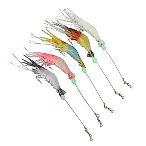 KUIDAMOS Fishing Lures, Fluorescent 5 Colors 10Pcs Soft Soft Shrimp Fishing Tackle for Freshwater Saltwater