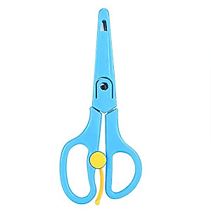 Food Shears Stainless Steel Baby Scissors Food Scissor with Plastic Cover for Toddlers, Preschool Training Kids Scissors(Blue)