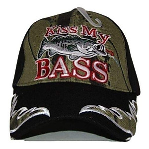 Trade Winds Redneck Hillbilly Kiss My Bass Black/Camo Camouflage Fishing Cap #1 CAP920 Hat