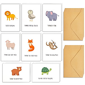 Biturat 48 Thank You Cards Set, Animal Pun Thank You Note Cards Pack, Funny Thank You Cards Bulk, Boxed Assortment Quip Notecards for Gratitude, Recognition, Appreciation, 4 x 6 in