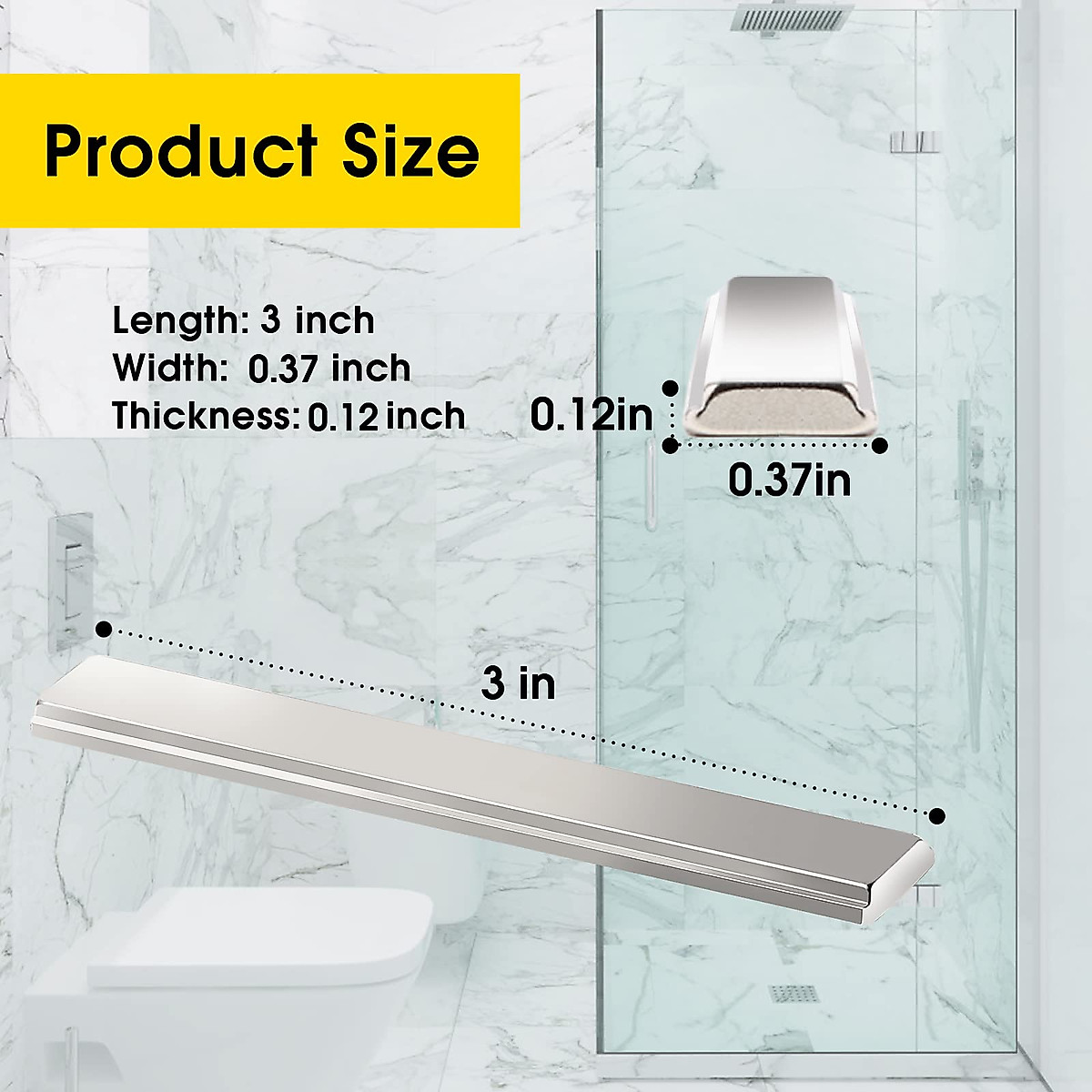Shower Door Magnets- 3" Long for Swing Shower Doors T-Magnet for Shower Doors | Shower Door Handles